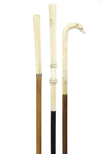 Collection Of Three Ivory Ladies Canes