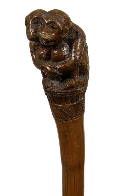 14. Folk-Art Money Cane- Late 19th Century- A one piece