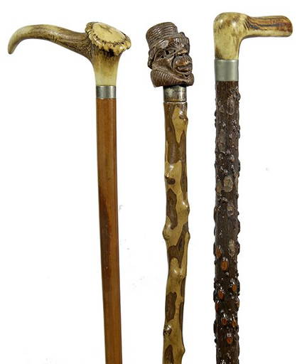 168. Three Antique Canes Ca. 1880 Nice