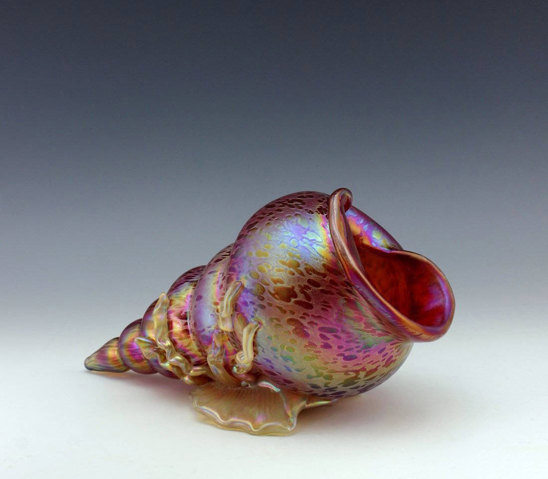 Art Nouveau Glass Conch Shell Glamorous Loetz Or Tiffany Studios Decor ...