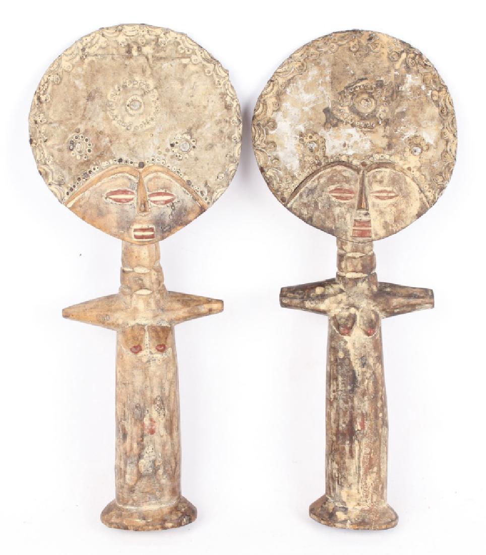 Pair Of Ashanti Akuaba Wooden Fertility Dolls