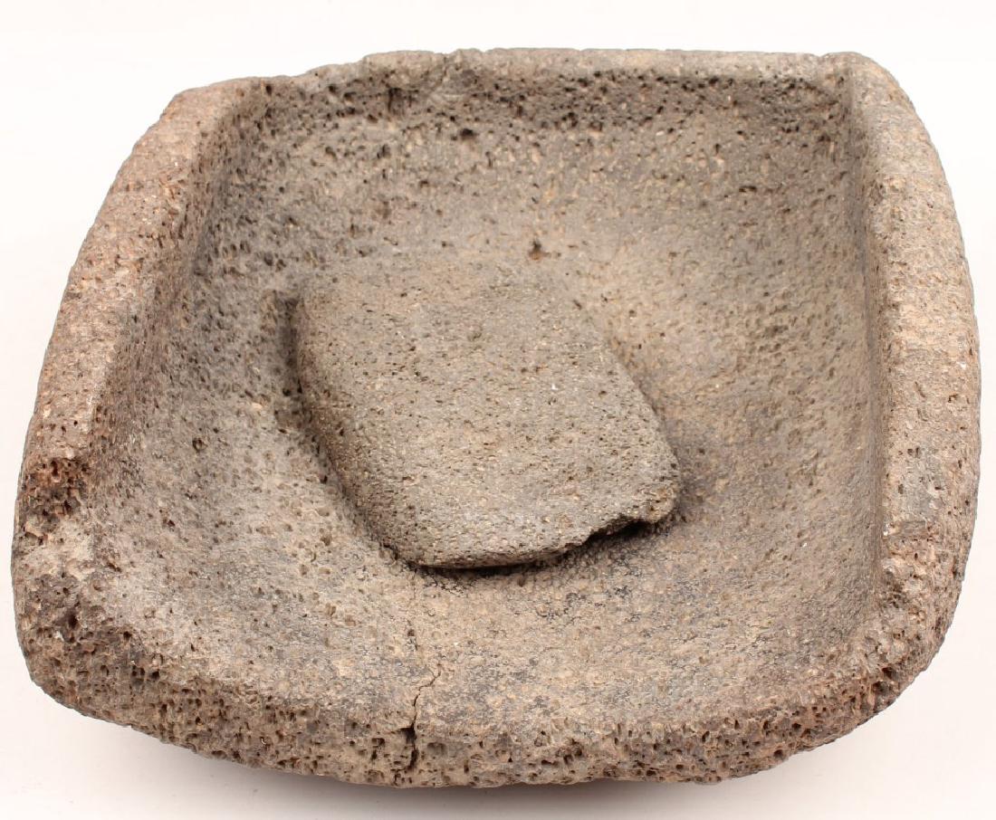 Early Large Metate & Mano Corn Grinding Stone