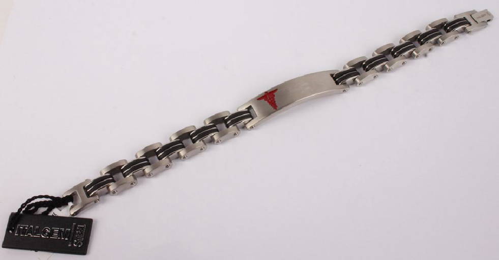 Mens Italgem Steel Medical Alert Link Bracelet