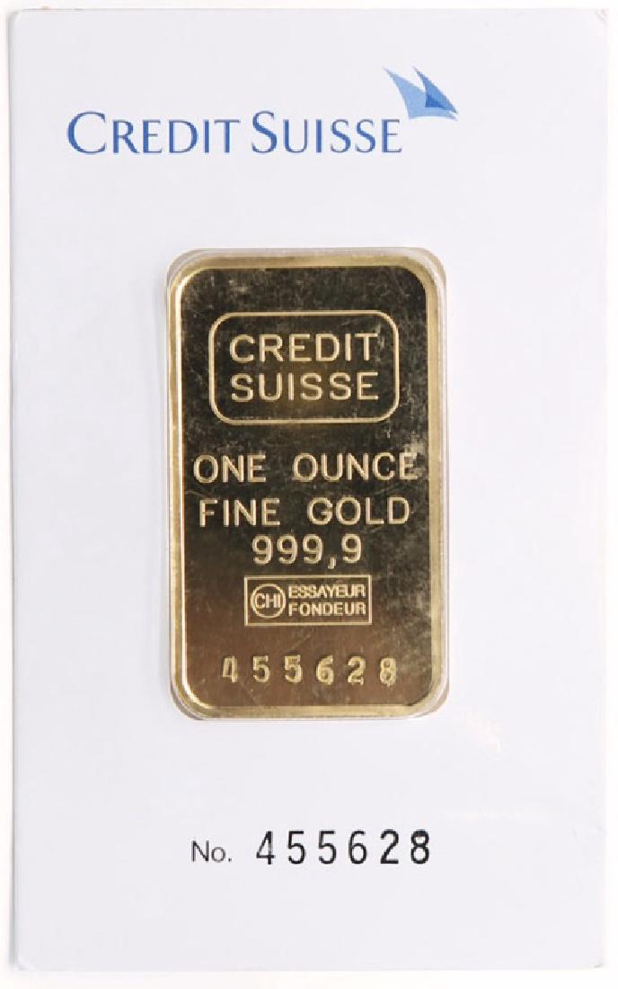.999 Fine Gold 1 Ounce Credit Suisse Bar