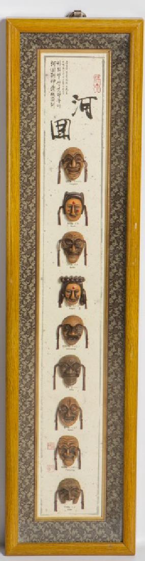 REPLICAS OF KOREAN HAHOE MASKS IN SHADOW BOX