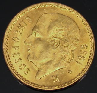 1955 5 Peso Mexican Gold Coin