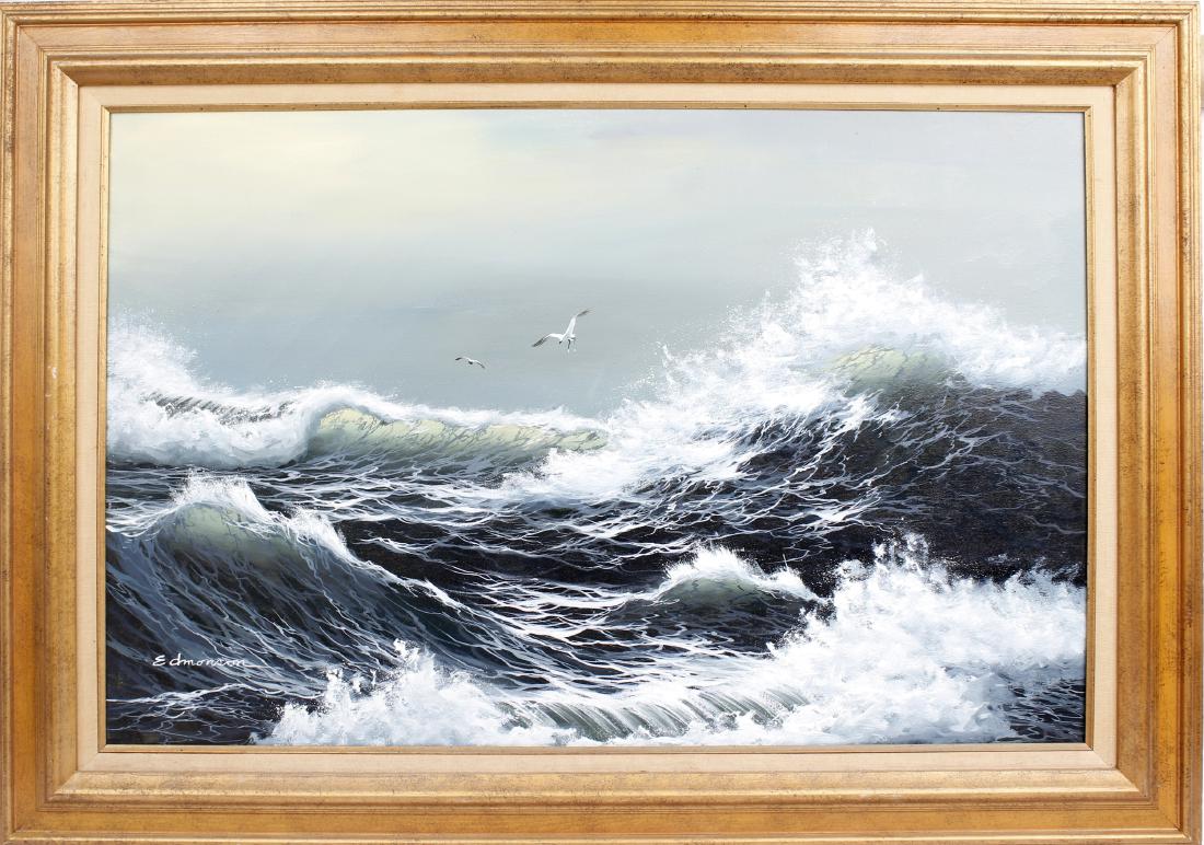 EDMONSON OIL PAINTING ON CANVAS BEACH SCENE