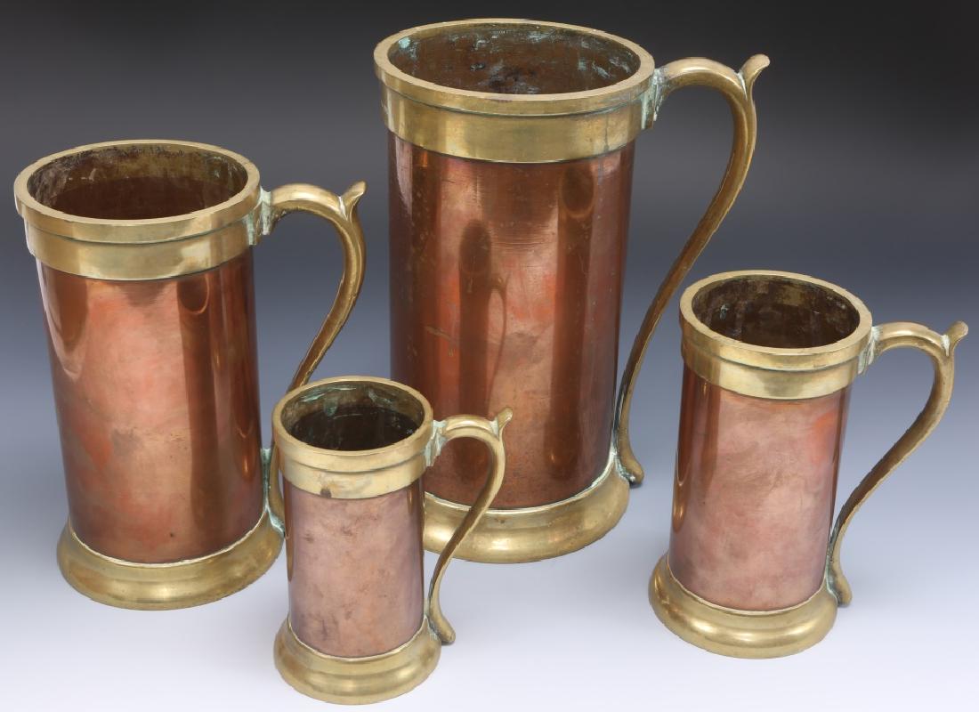 OHIO STANDARD BRASS & COPPER TANKARDS - SET OF 4