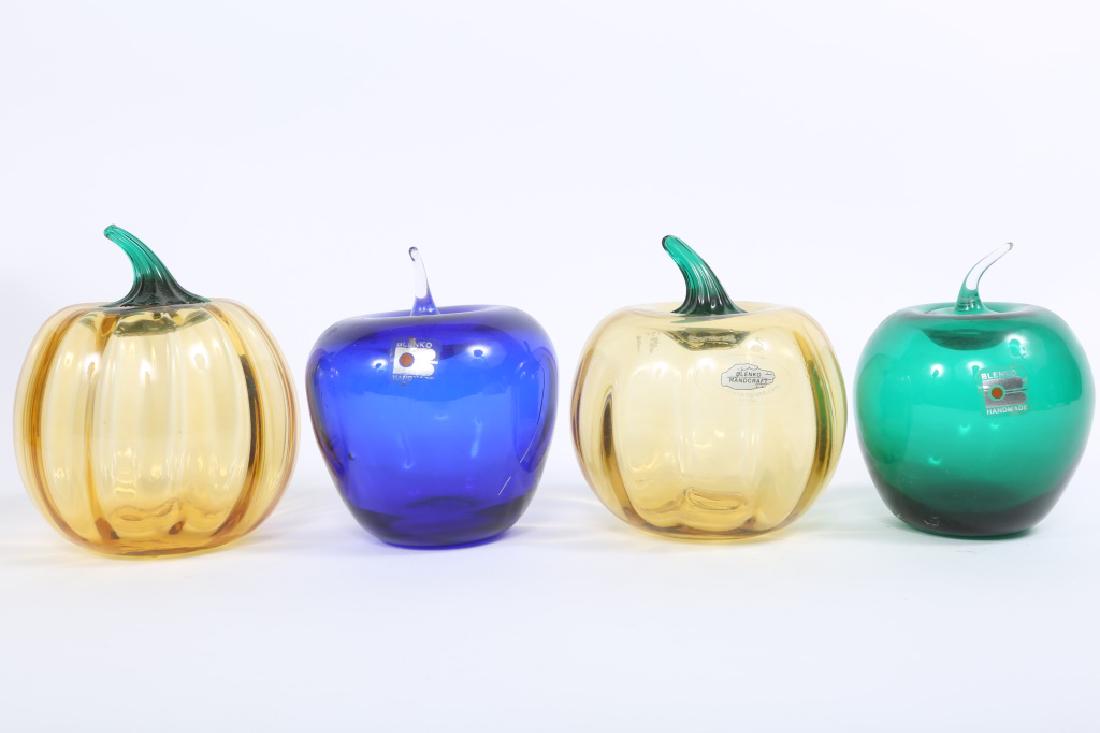 BLENKO GLASS APPLES & PUMPKINS - LOT OF 4