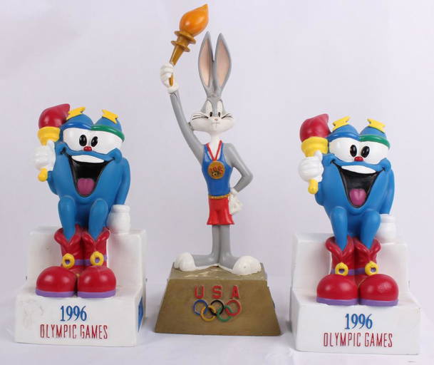 Olympic Mascots Izzy Banks & Bugs Bunny Lot Of 3