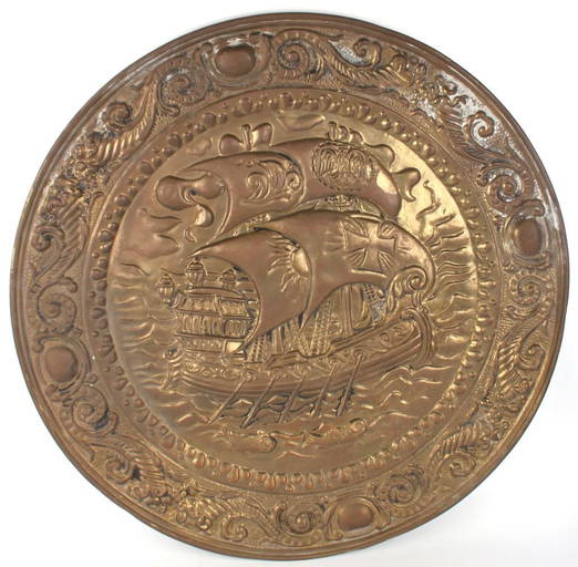 Vintage Peerage Colonial Ship Brass Wall Plate