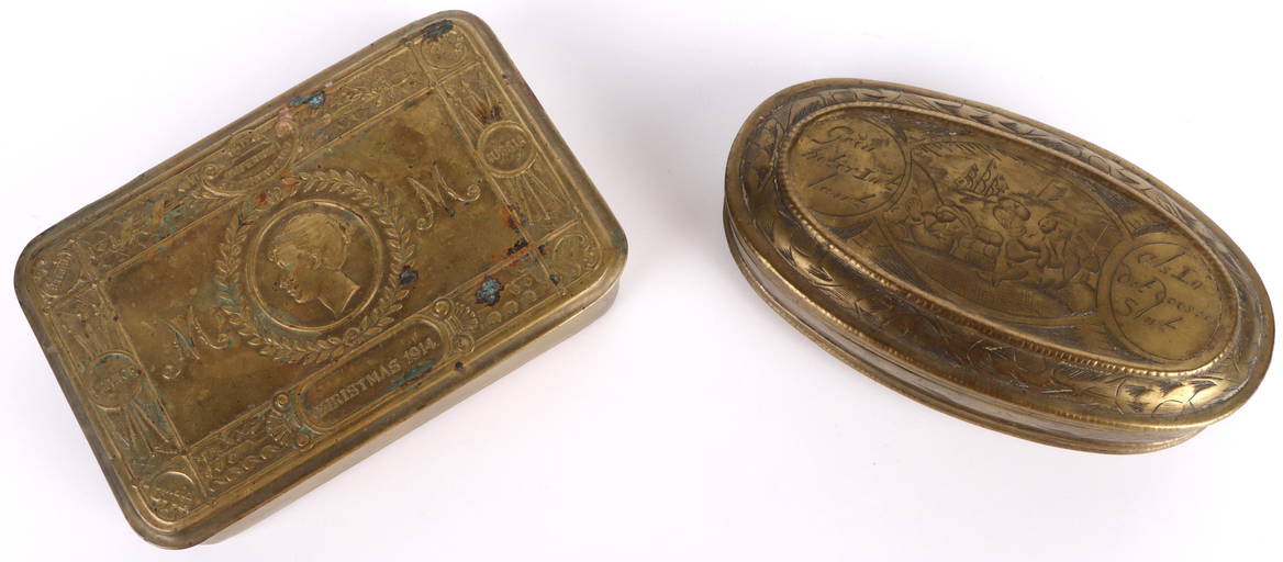 Antique Wwi & Old Dutch Brass Tobacco Boxes