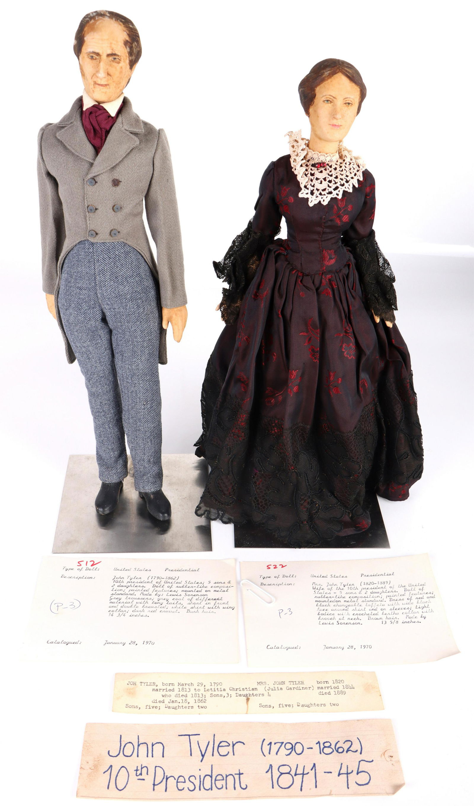 10th President Tyler Lewis Sorensen Doll Pair Auction