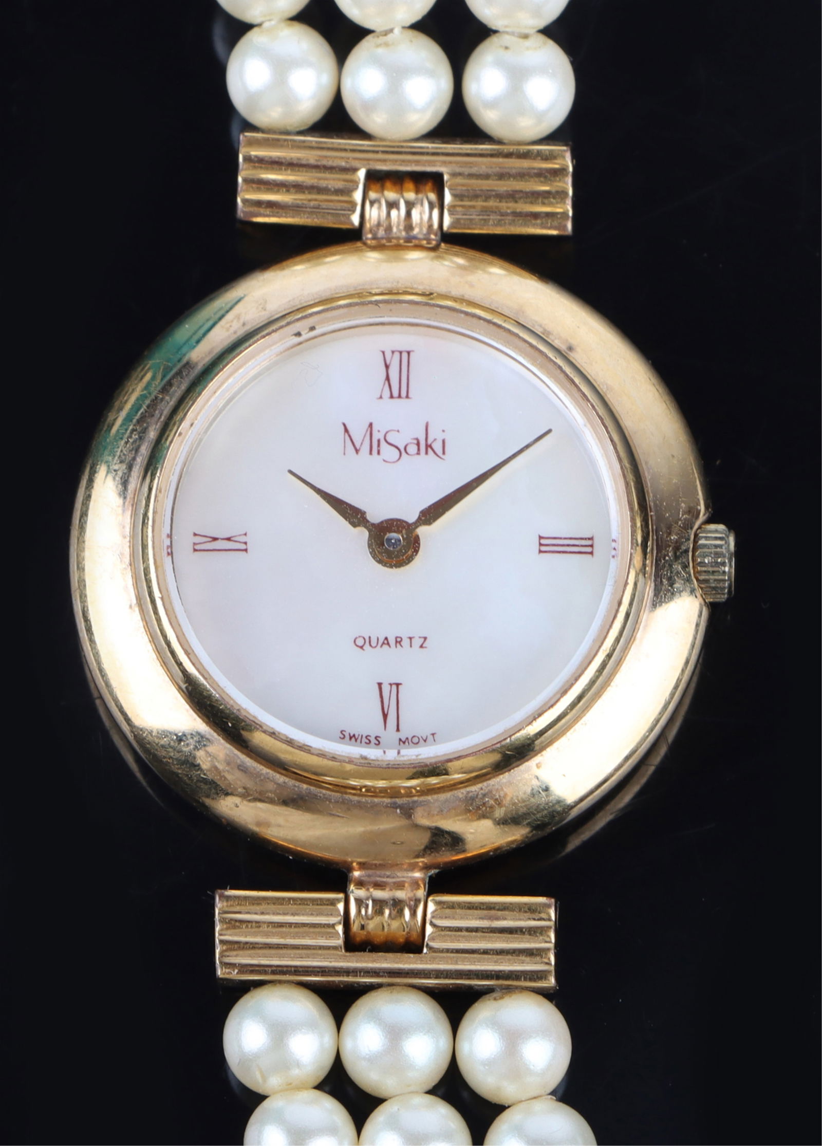 Vintage Misaki Japanese Pearl Swiss Quartz Watch Auction