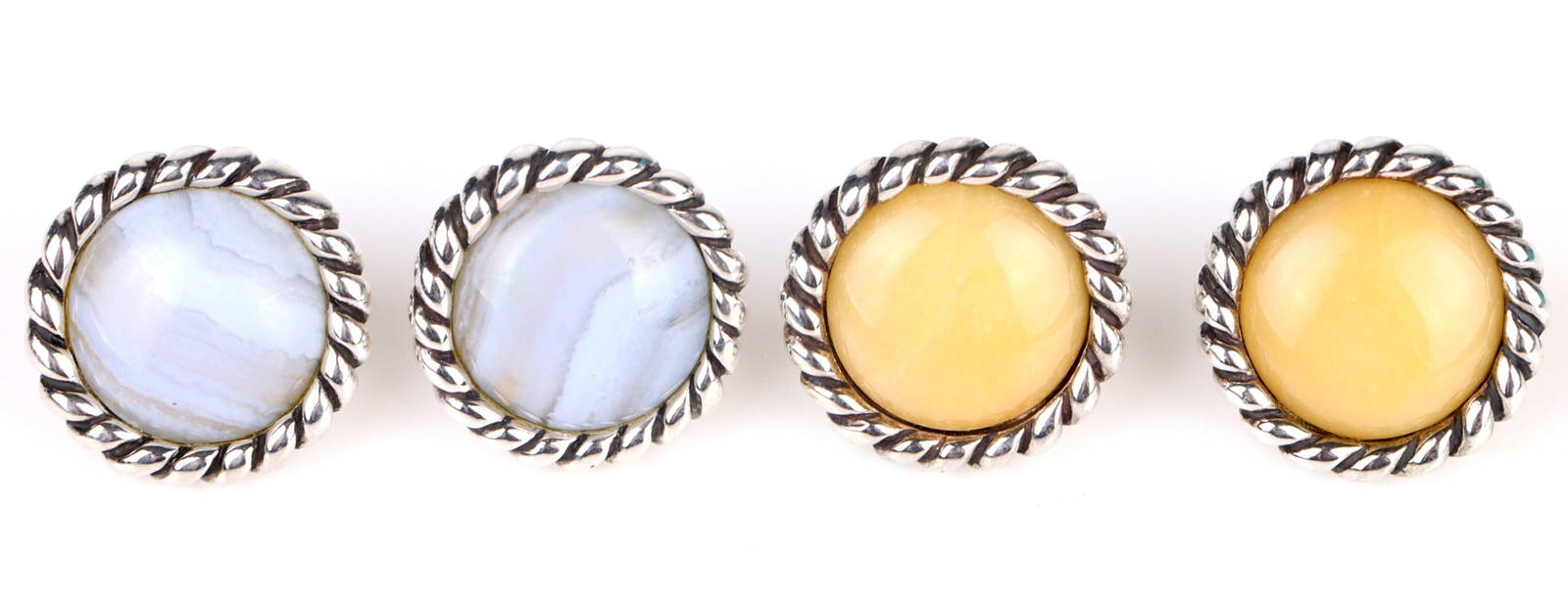 Sterling Carolyn Pollock Agate & Jasper Earrings Auction