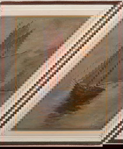 1928 Robert Falk Original Oil Sailboat Painting