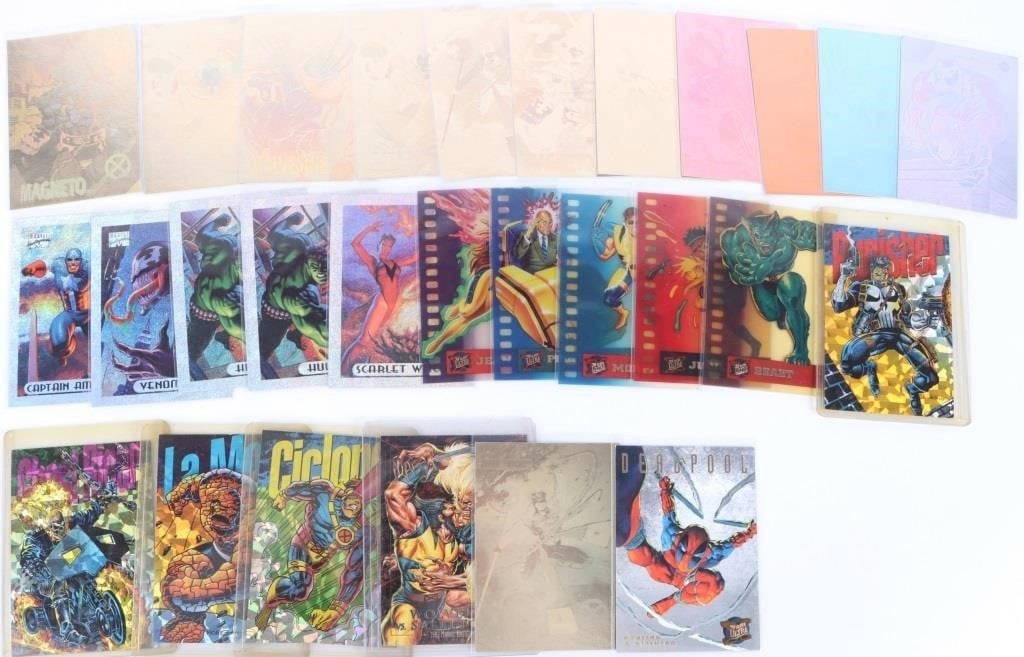 Vintage 1990's Marvel Comic Cards Collection (28) Auction