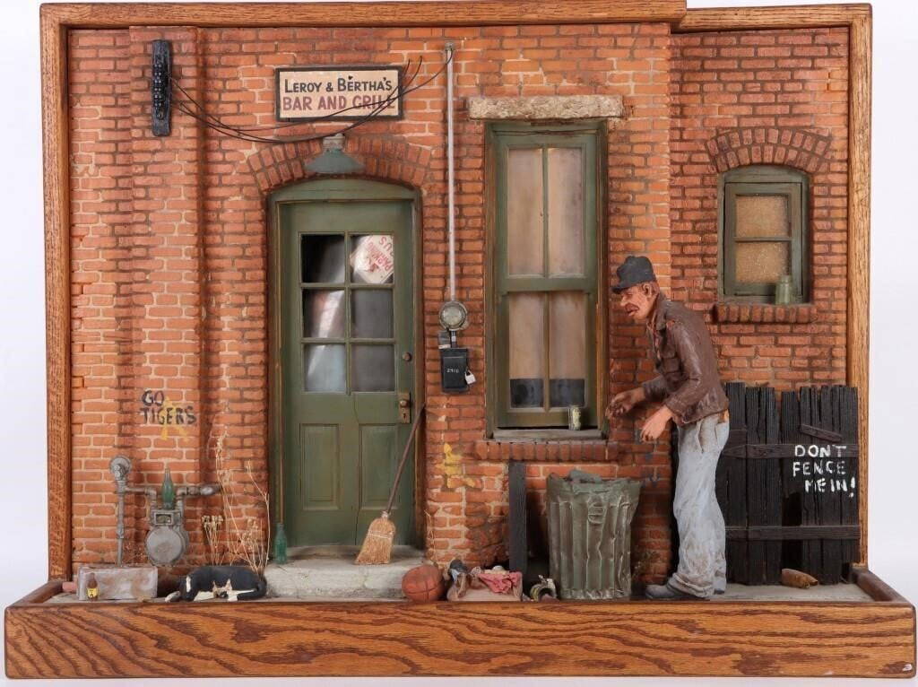 Signed Michael Garman Lighted Cityscape Sculpture Auction