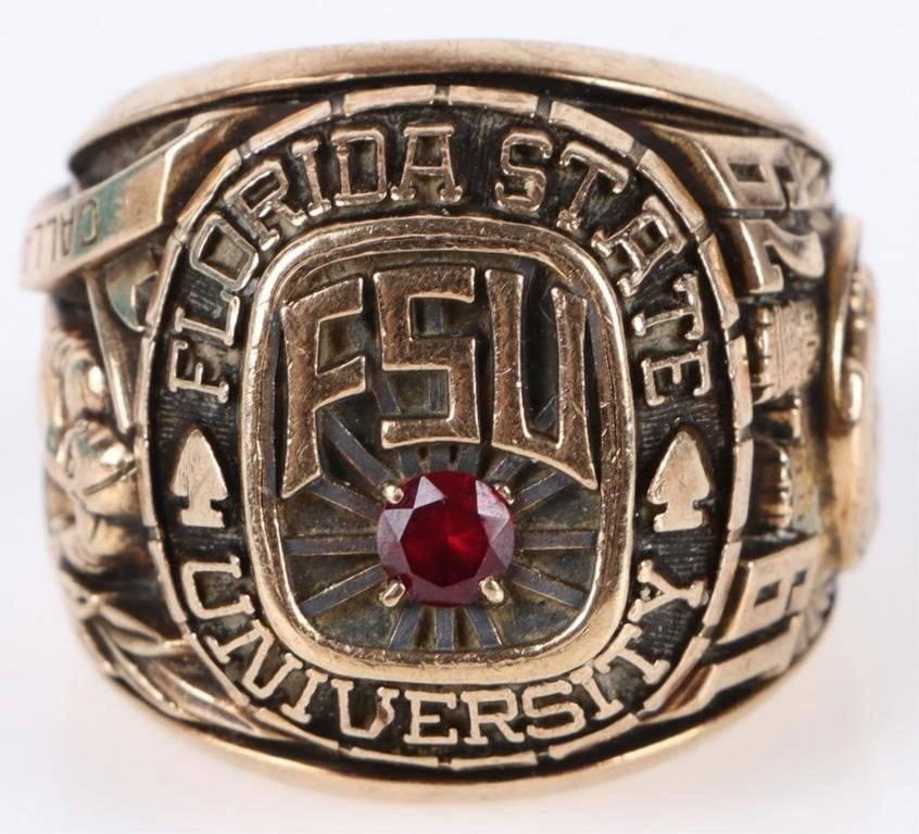 10k Yellow Gold Ruby Fsu 1979 Men's Football Ring Auction