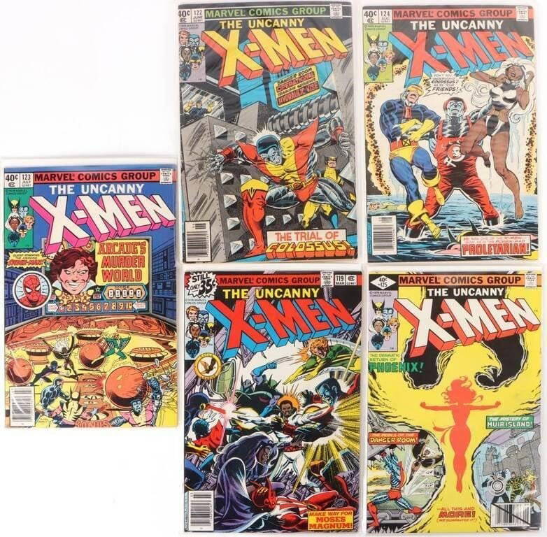 Uncanny X-men #119, 122-125 1979 Marvel Lot Auction