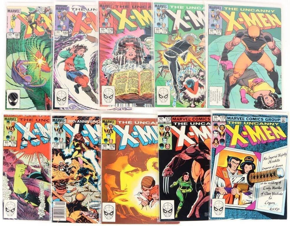 Uncanny X-men #172-181 1983 Marvel Comics Lot Auction