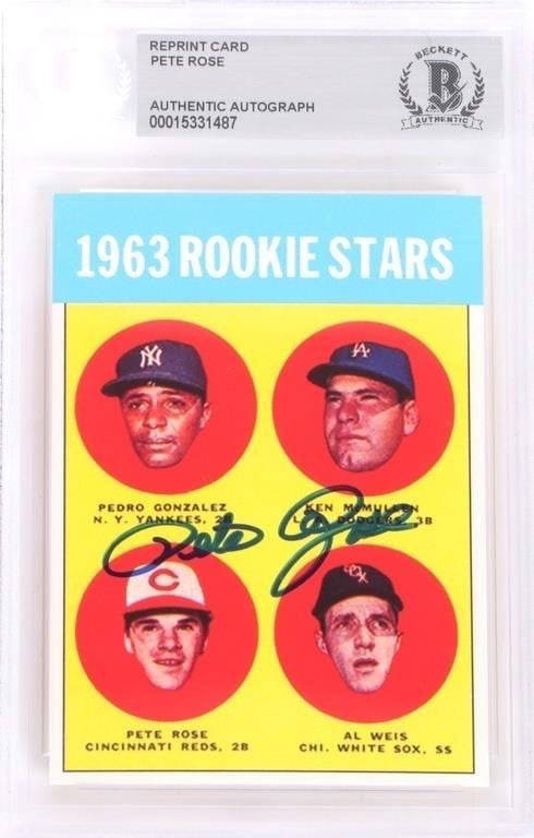 Autographed Pete Rose Reprint Card Beckett Auction