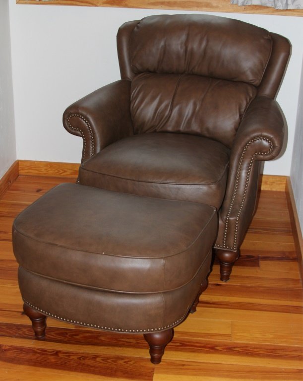 LARGE OVERSTUFFED CHAIR AND OTTOMAN