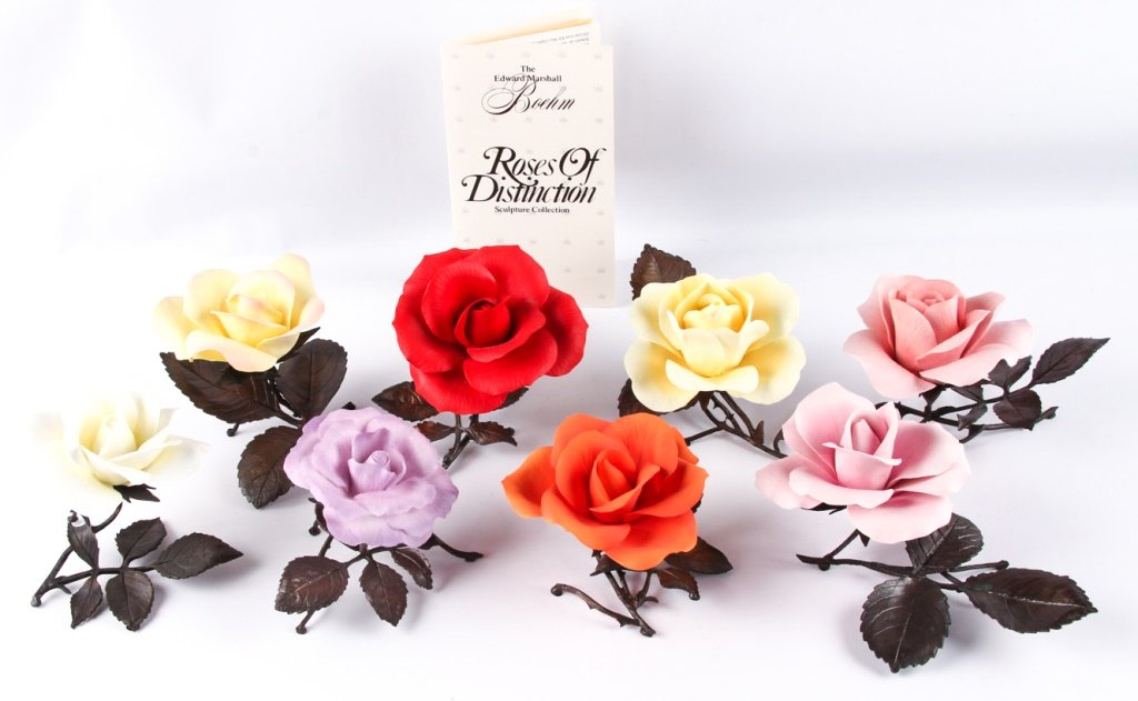Lot Of 8 Boehm Porcelain Roses Of Distinction