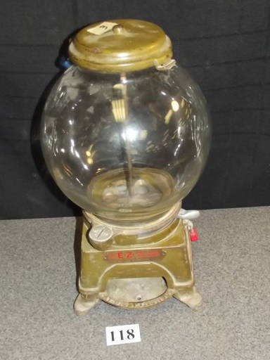 Antique Footed Ez Ball Gum Machine By Ad Lee Co