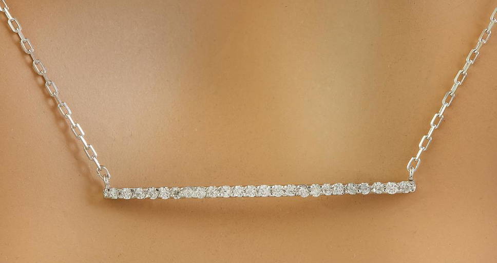 0.25 Carat Diamond 18k White Gold Bar Necklace