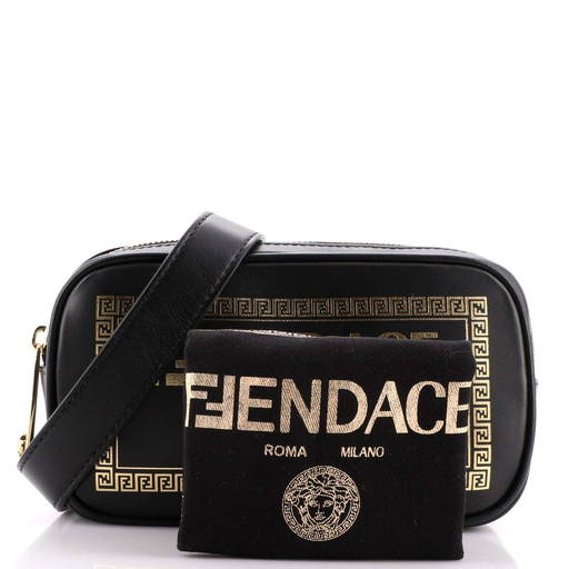 Versace X Fendi Fendace Logo Camera Bag Printed Leather