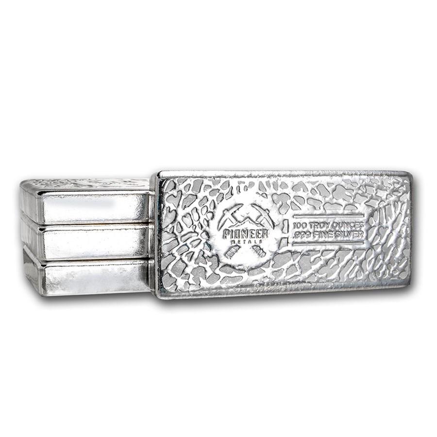 100 Oz Cast Poured Silver Bar Pioneer Metals