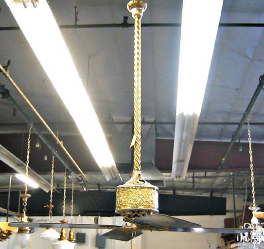 Antique Diehl Solid Brass Ceiling Fan Ca 1888