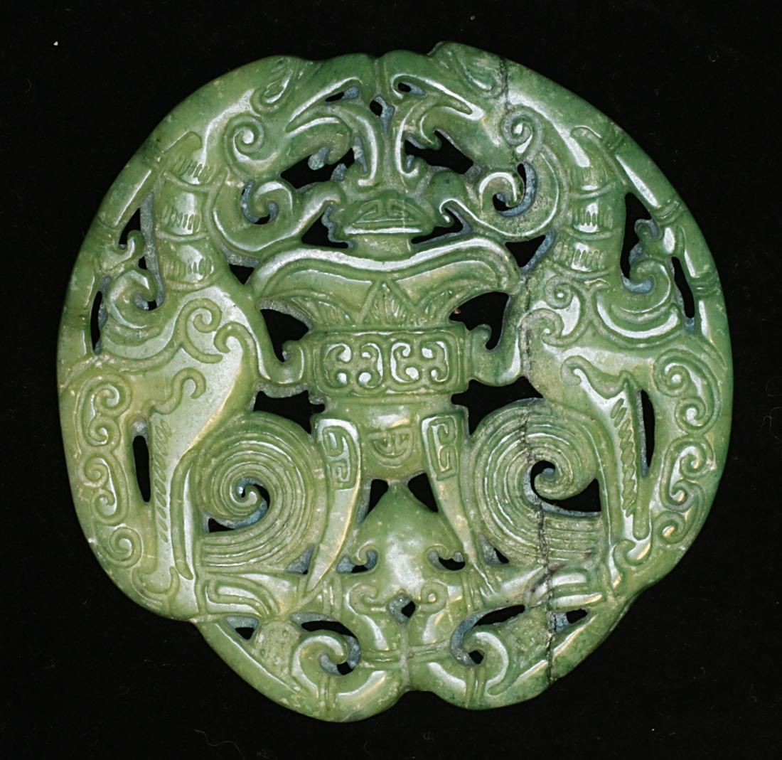 China 1950 Green Jade Pendant Amulet