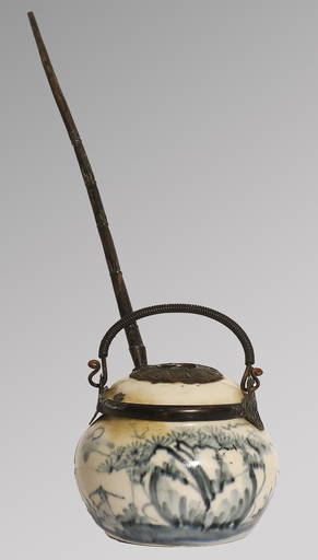 China Late Qing 1890 Porcelain Opium Pipe Calligraphy