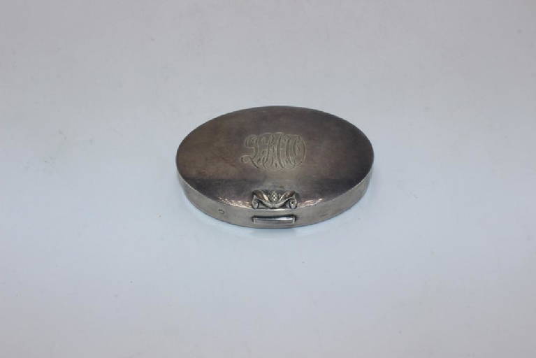 Antique Sterling Silver Oval Monogrammed Compact