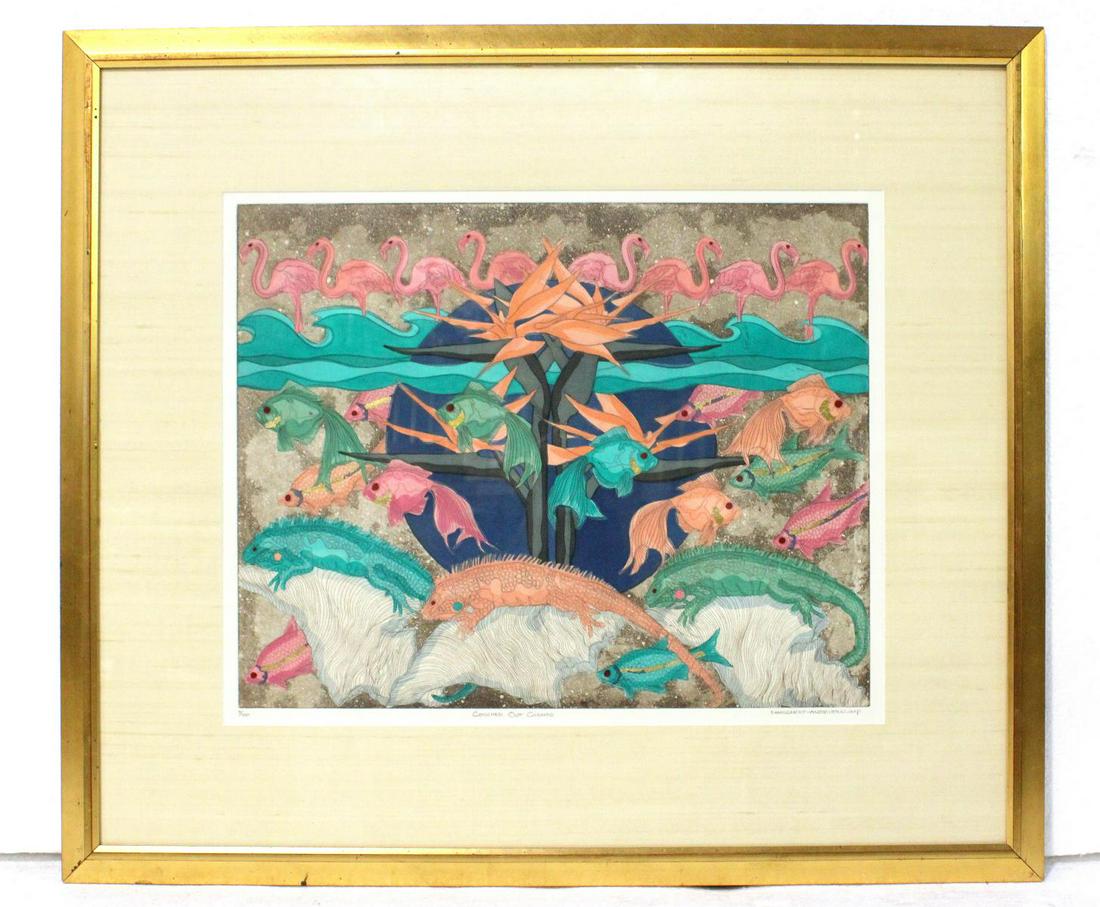 Signed Margaret Albritton Etching In Color