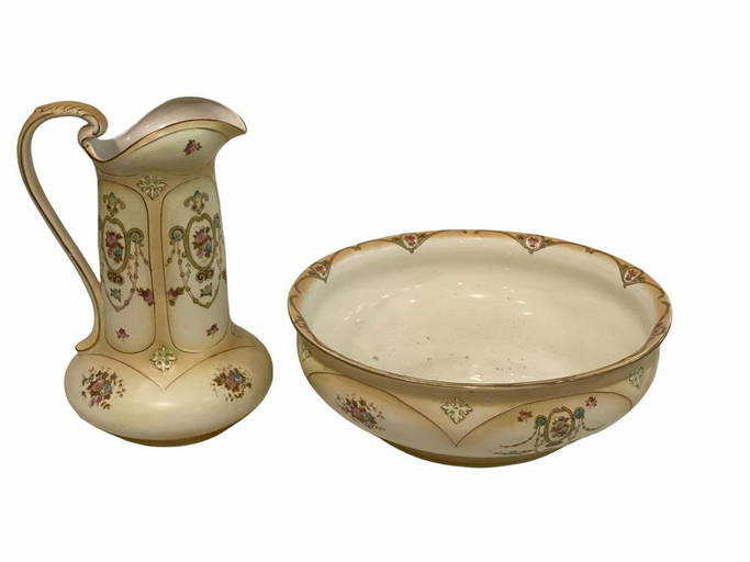 Crown Devon English Porcelain Pitcher And Water Basin