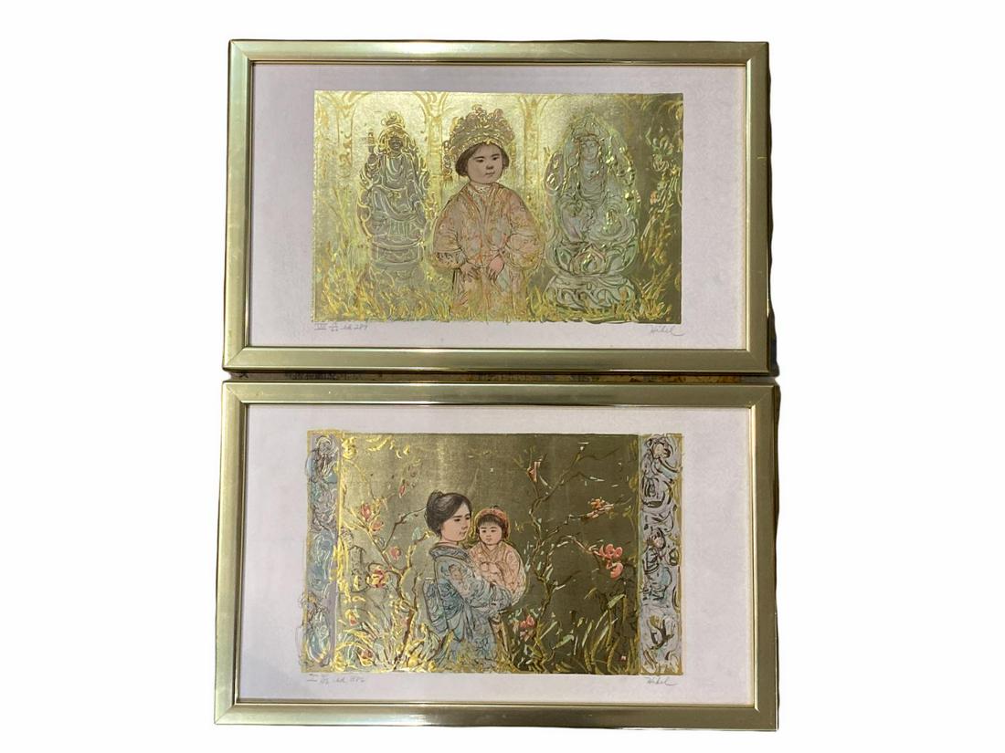 Signed Pair Of Edna Hibel Limited Edition Print