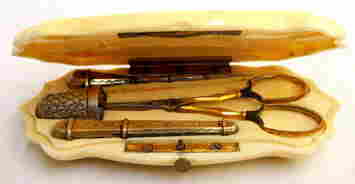Antique ivory sewing clamp & ivory needle case with - Dec 03, 2013 ...