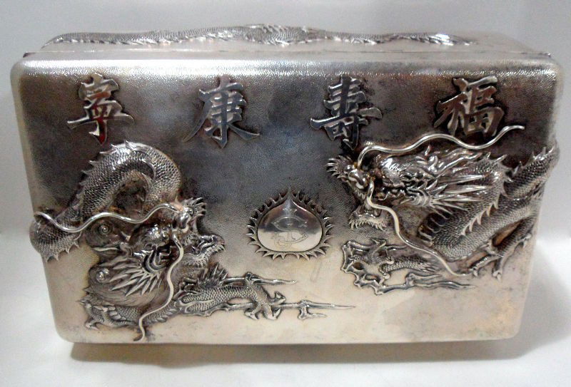 595: Chinese Silver Box by Shanghai "ZeeWo" Silversmith
