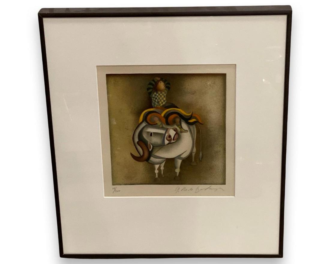 Signed Graciela Rodo Boulanger Limited Edition Lithograph Child On Bull ...