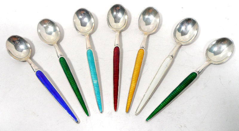 Codan Mexico Sterling & Enamel Spoons (12)