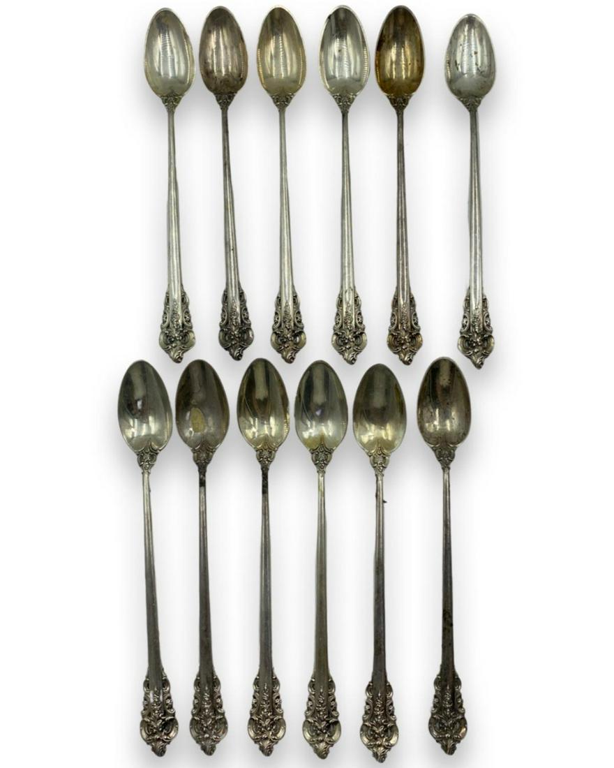 Lot Of 12 Wallace Grand Baroque Sterling Silver Ice Tea Spoons Auction
