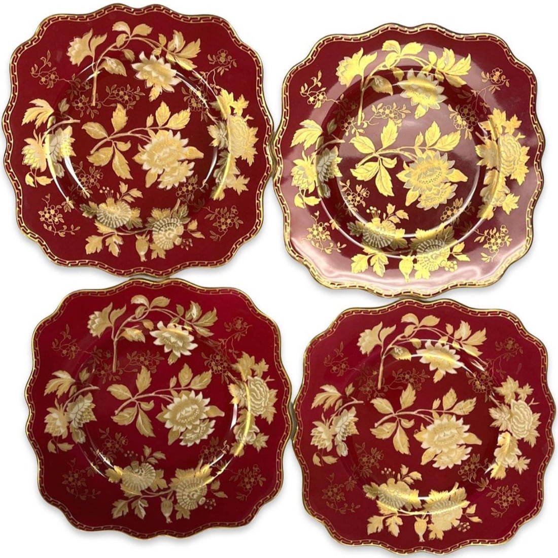 Lot Of Four Wedgwood Porcelain Tonquin Ruby Square Luncheon Plates Auction