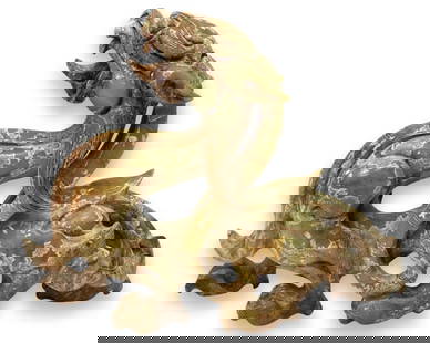 Chinese Carved Orange Jade Dragon Statue