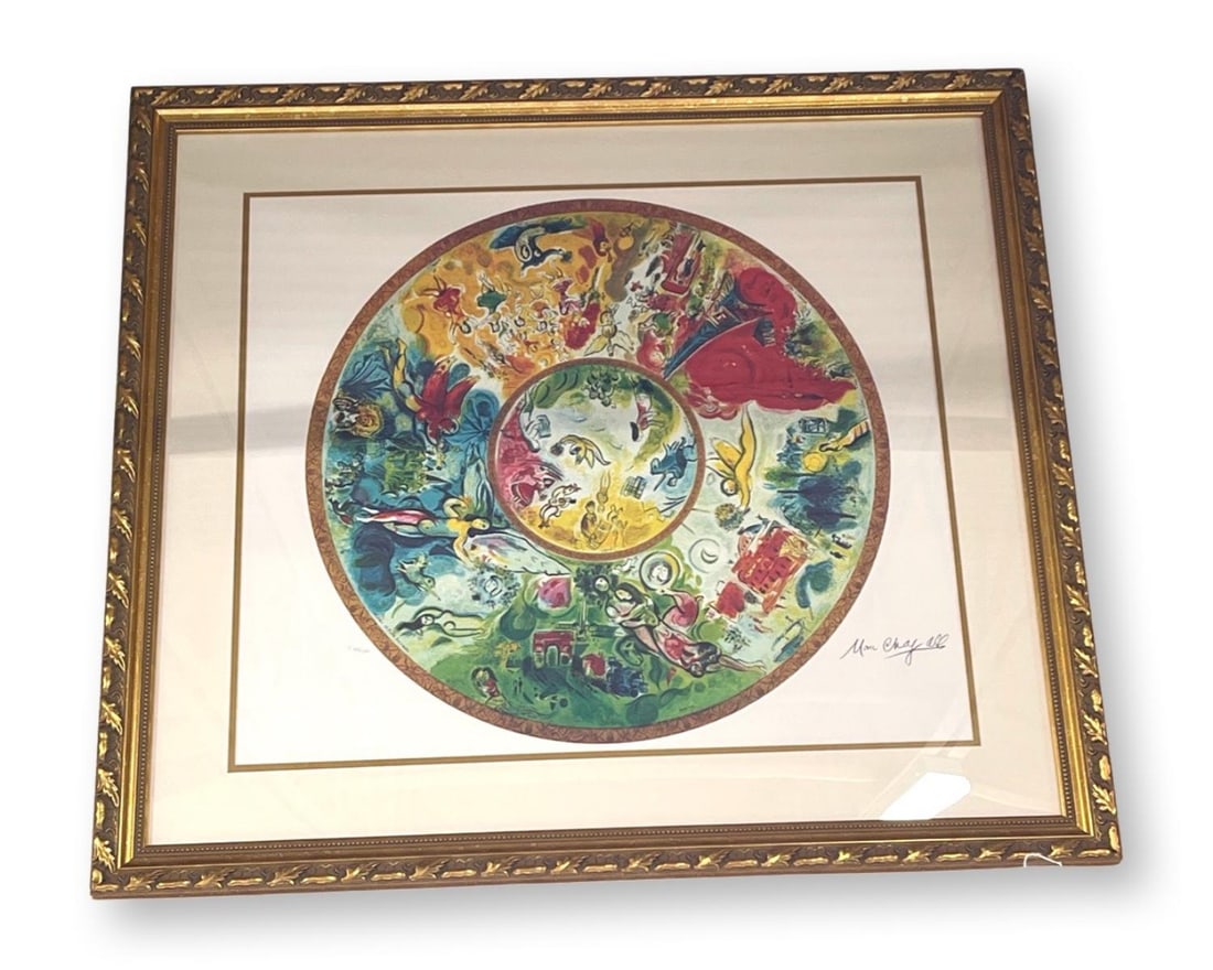 Signed Marc Chagall Limited Edition Lithograph Paris Opera Ceiling Auction