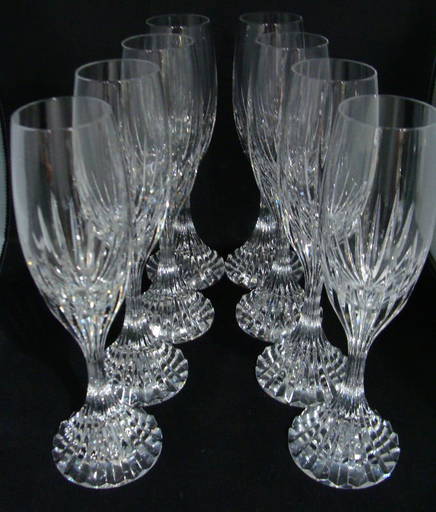 8 Baccarat Crystal Massena Champagne Flutes