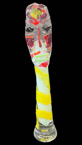 Peter Zelle Art Glass Totem Face Sculpture
