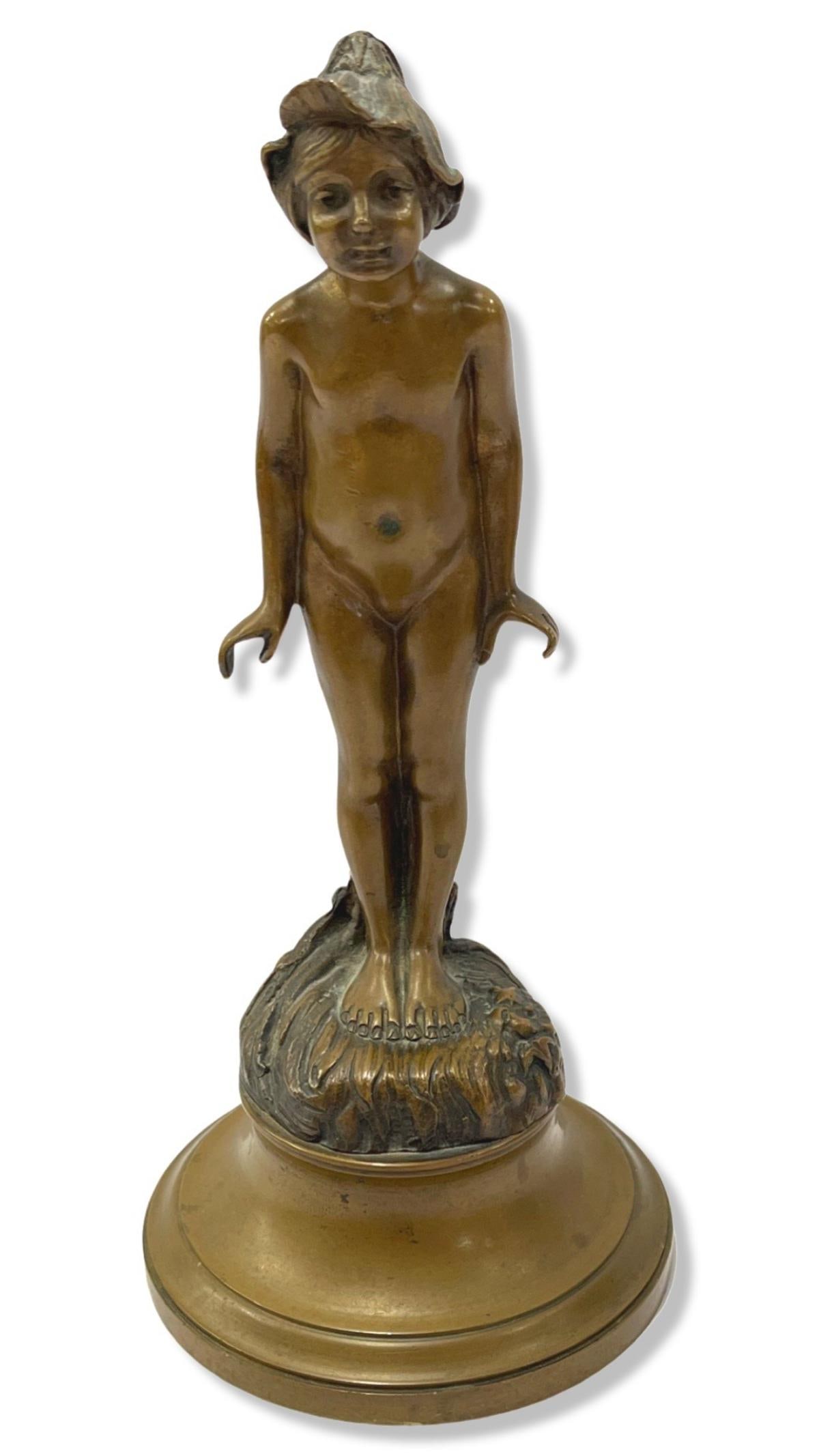 After Edward Hernry Berge (american, 1876-1924) Bronze Sculpture Wild Flower Auction